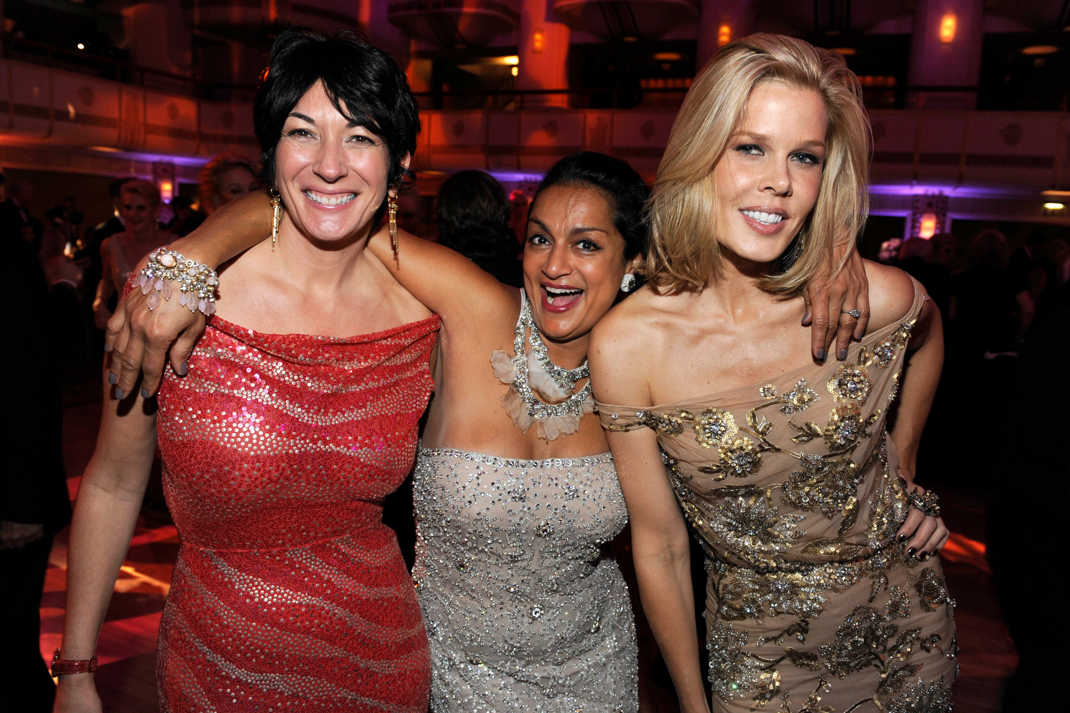 A pre-arrest Ghislaine Maxwell with some of her famous friends
